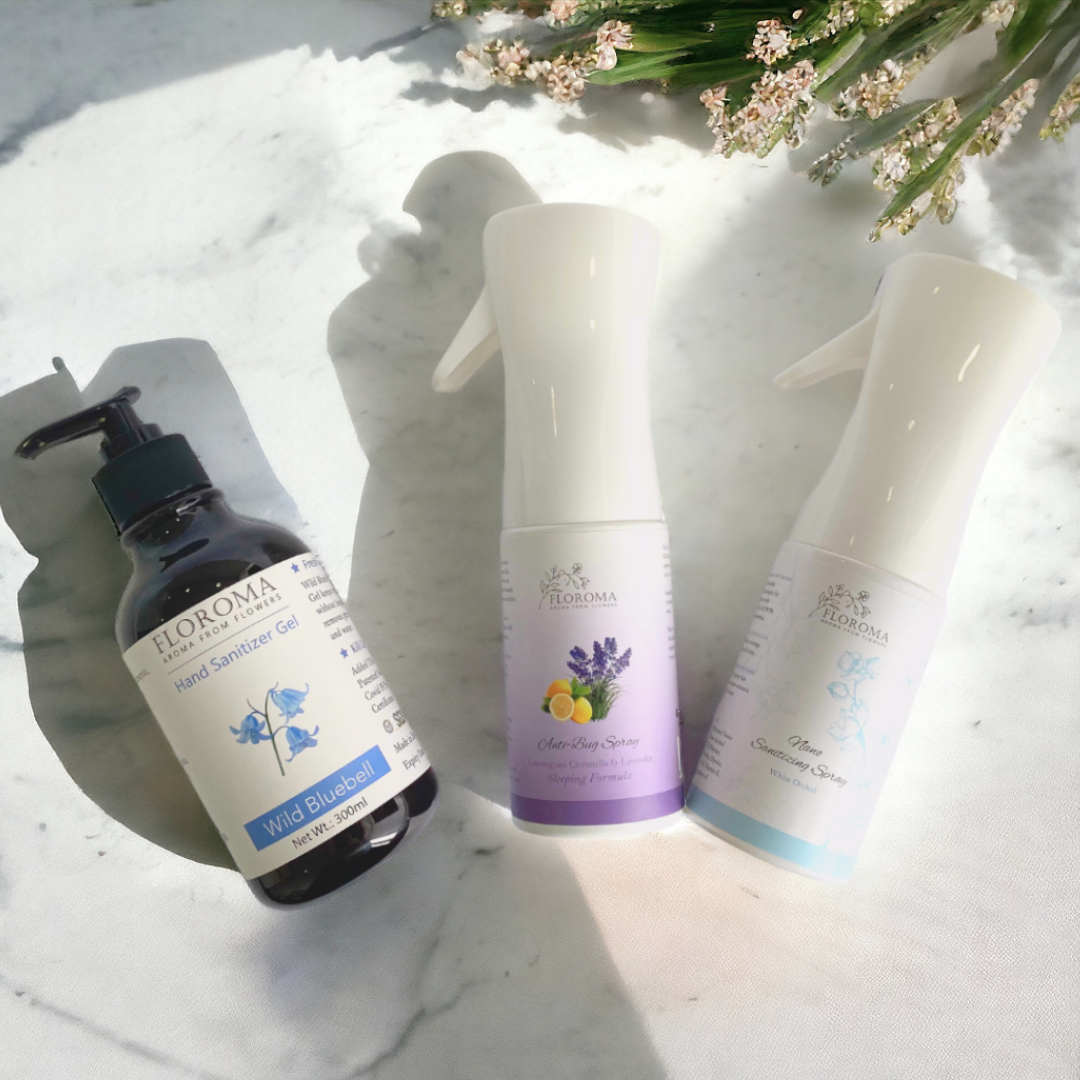 【新春限定】大掃除福袋（納米消毒噴霧+天然防床蝨噴霧+家庭裝納米消毒搓手液） | Floroma 花之滴