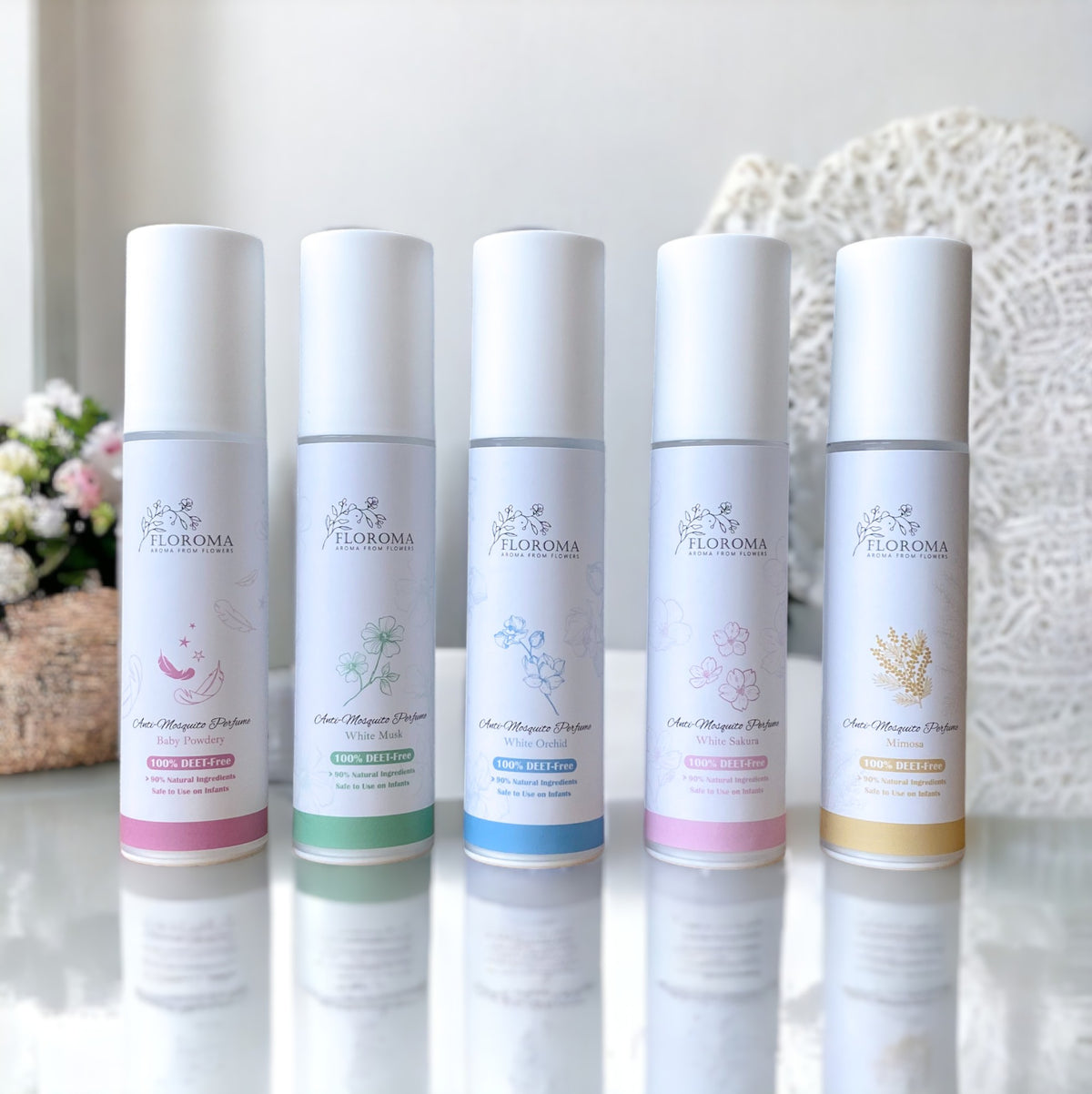 天然防蚊香水5支套裝 (5 款香味可選) Anti-Mosquito Perfume Combo(5 scents) | Floroma 花之滴